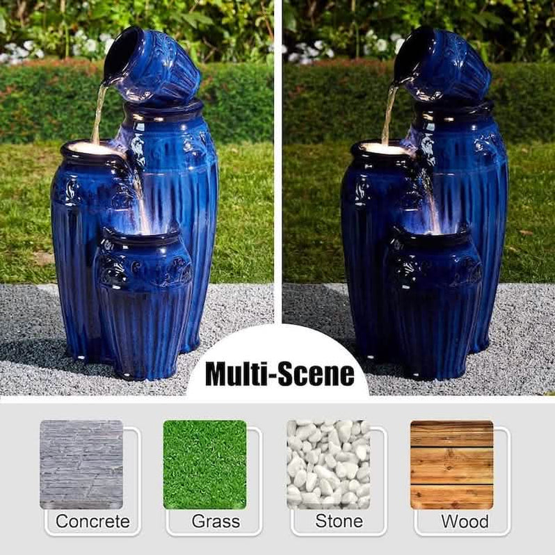 Cora 3-Tier Ceramic Pots Water Feature - Perfect for Outdoors ...