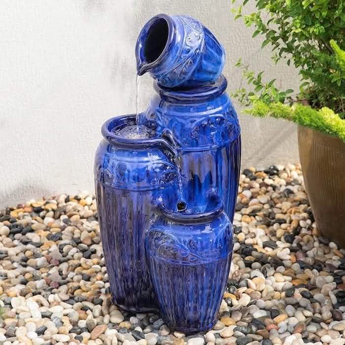 Cora 3-Tier Ceramic Pots Water Feature - Perfect for Outdoors ...