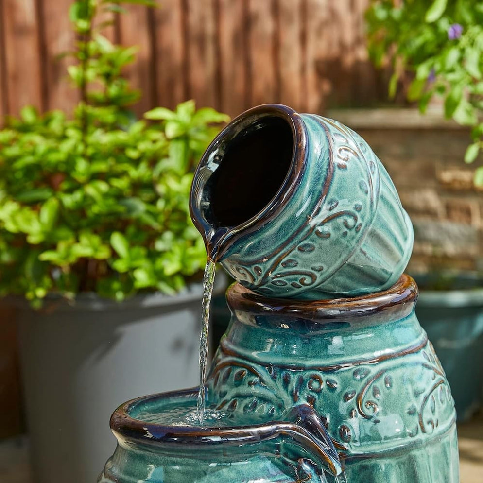 Cora 3-Tier Ceramic Pots Water Feature - Perfect for Outdoors ...