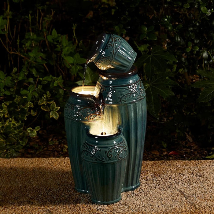 Cora 3-Tier Ceramic Pots Water Feature - Perfect for Outdoors ...