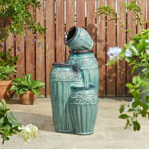 Cora 3-Tier Ceramic Pots Water Feature - Perfect for Outdoors ...