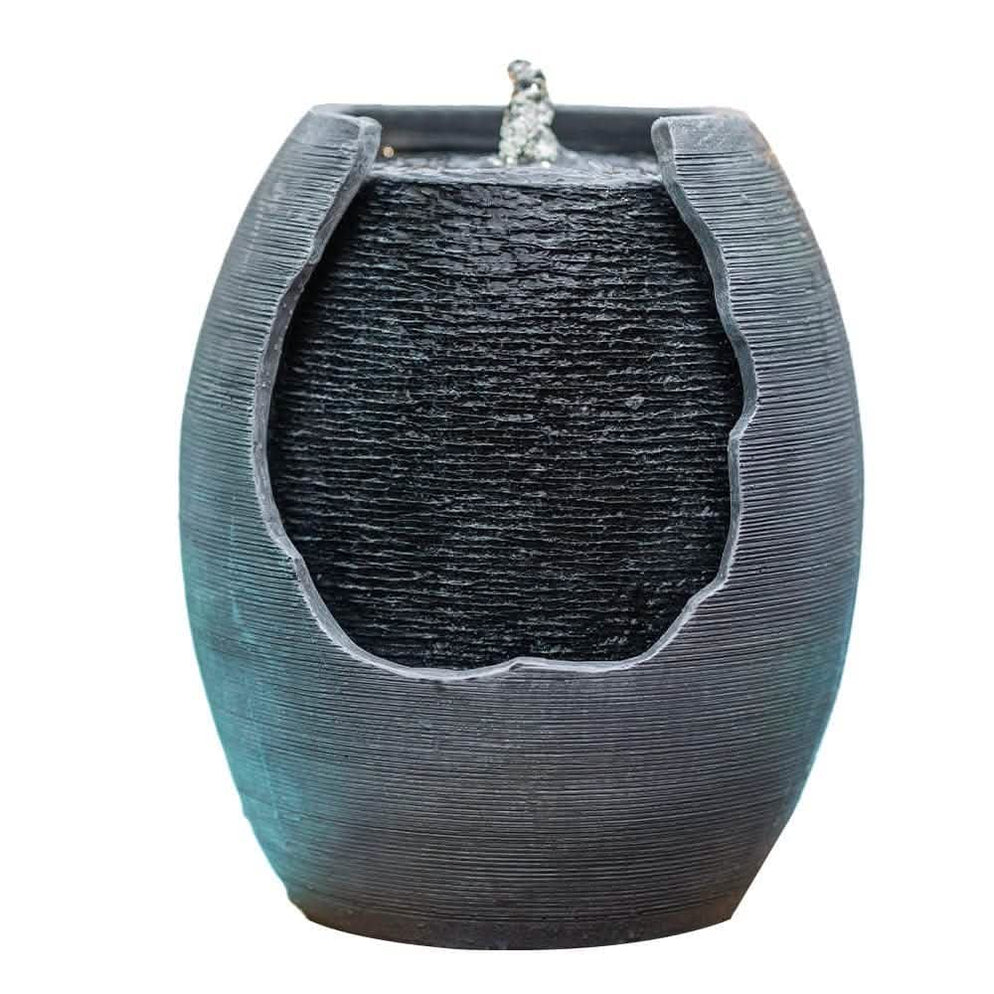 Solar Open-Vase Water Feature - Charcoal Grey — Fountainland