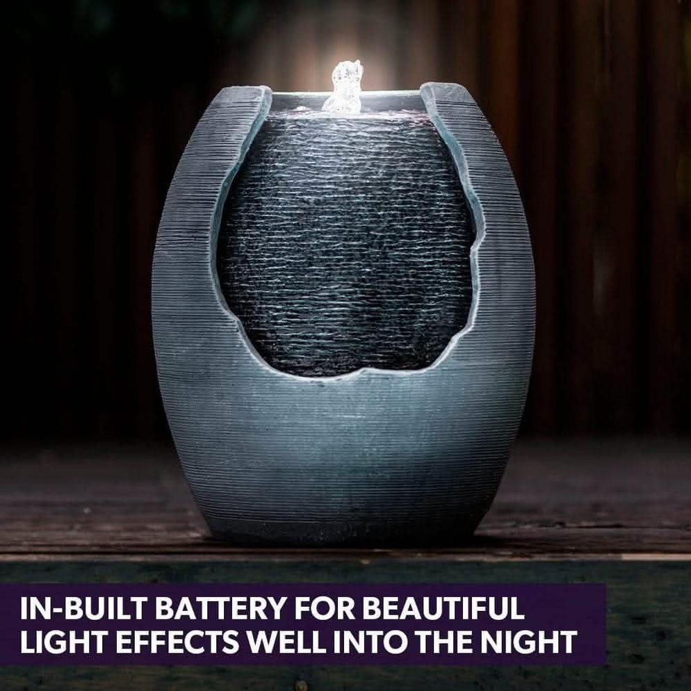 Solar Open-Vase Water Feature - Charcoal Grey — Fountainland