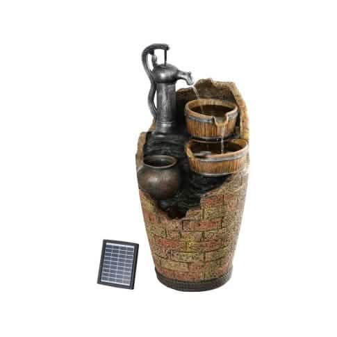 Solar Tap & Barrels Water Feature w/ Bricks Design - 80cm — Fountainland