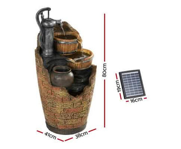Solar Tap & Barrels Water Feature w/ Bricks Design - 80cm — Fountainland
