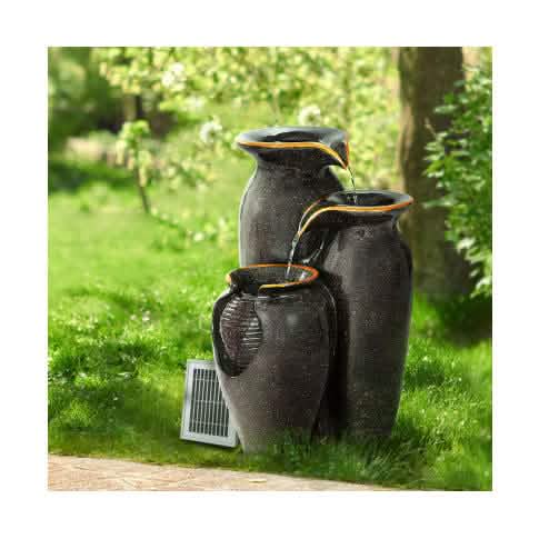 Solar Trio Jugs 3-Tier Outdoor Water Feature - 52cm — Fountainland